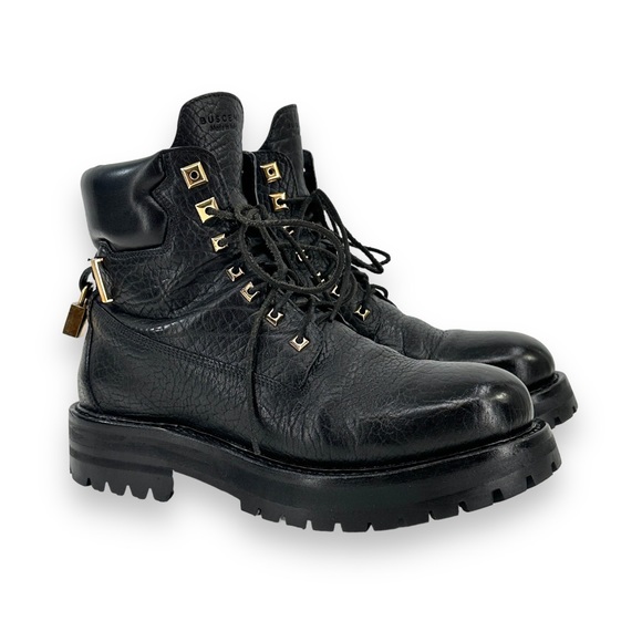 Buscemi | Shoes | Buscemi Site Boot Black Embossed Leather Combat Boots ...